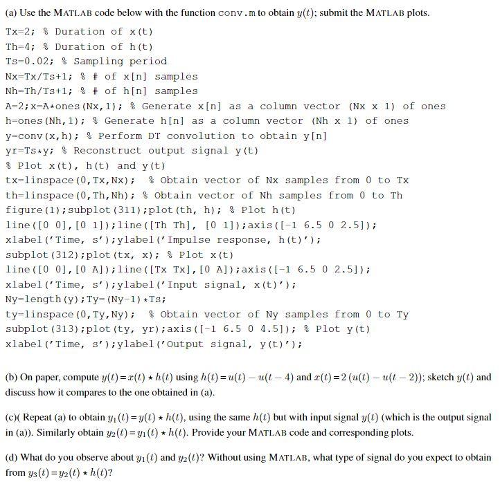 5. (Ch. 2, 4) MATLAB is used to obtain the a | Chegg.com