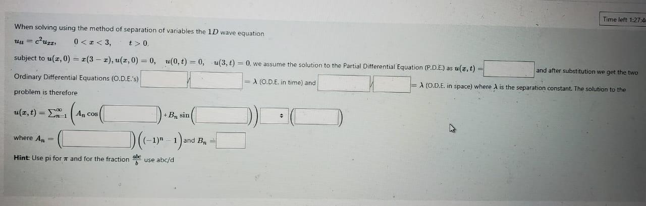 Solved When solving using the method of separation of | Chegg.com