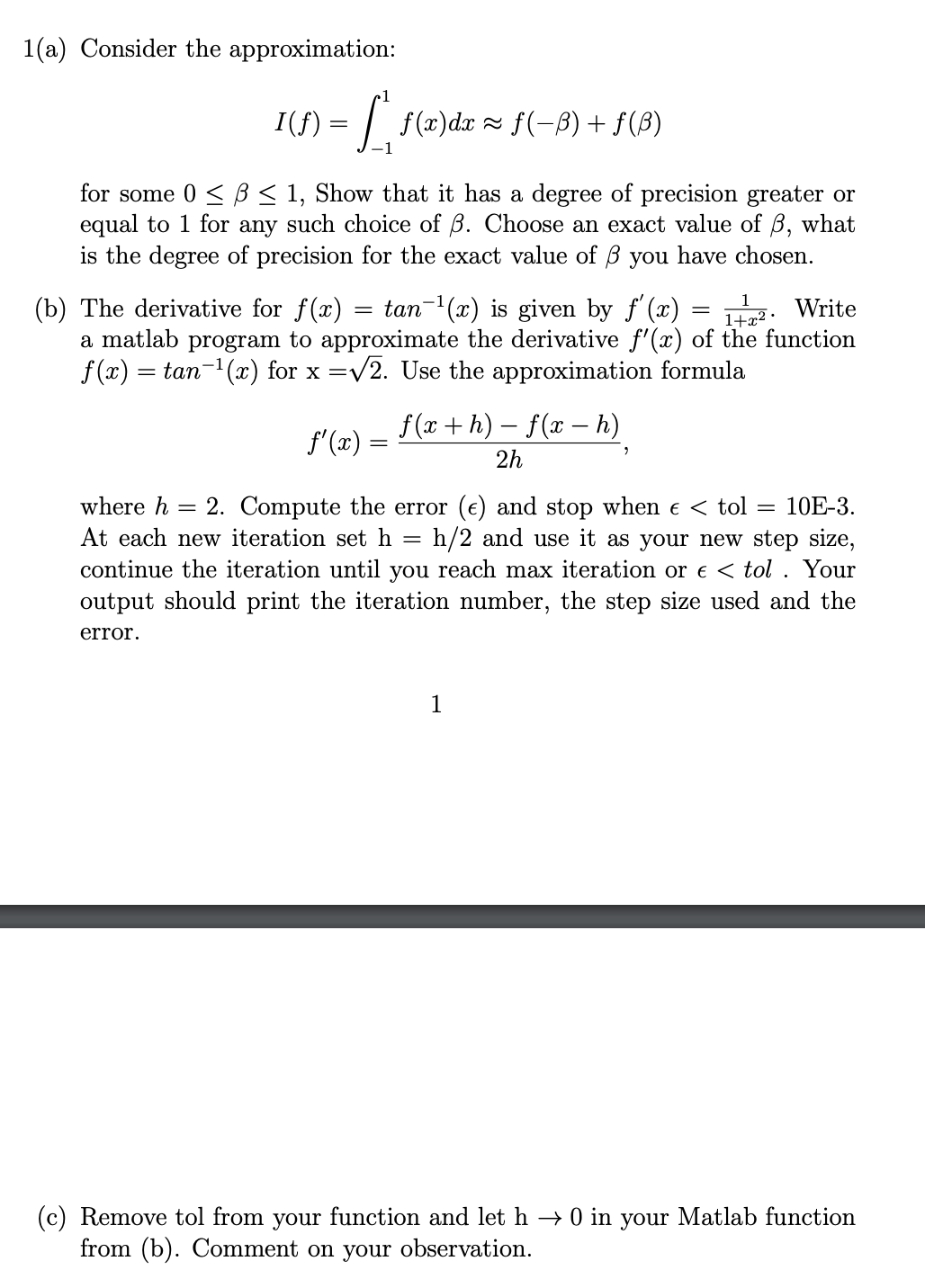 Solved 1(a) Consider the approximation: | Chegg.com