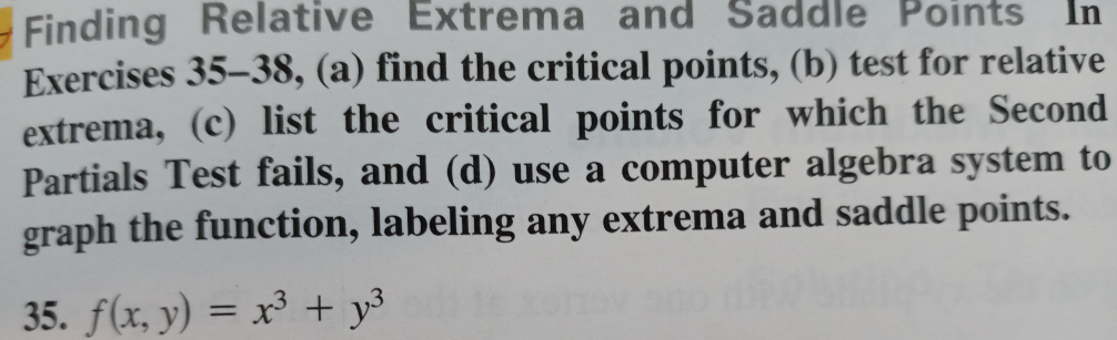 Solved Finding Relative Extrema and Saddle Points In | Chegg.com
