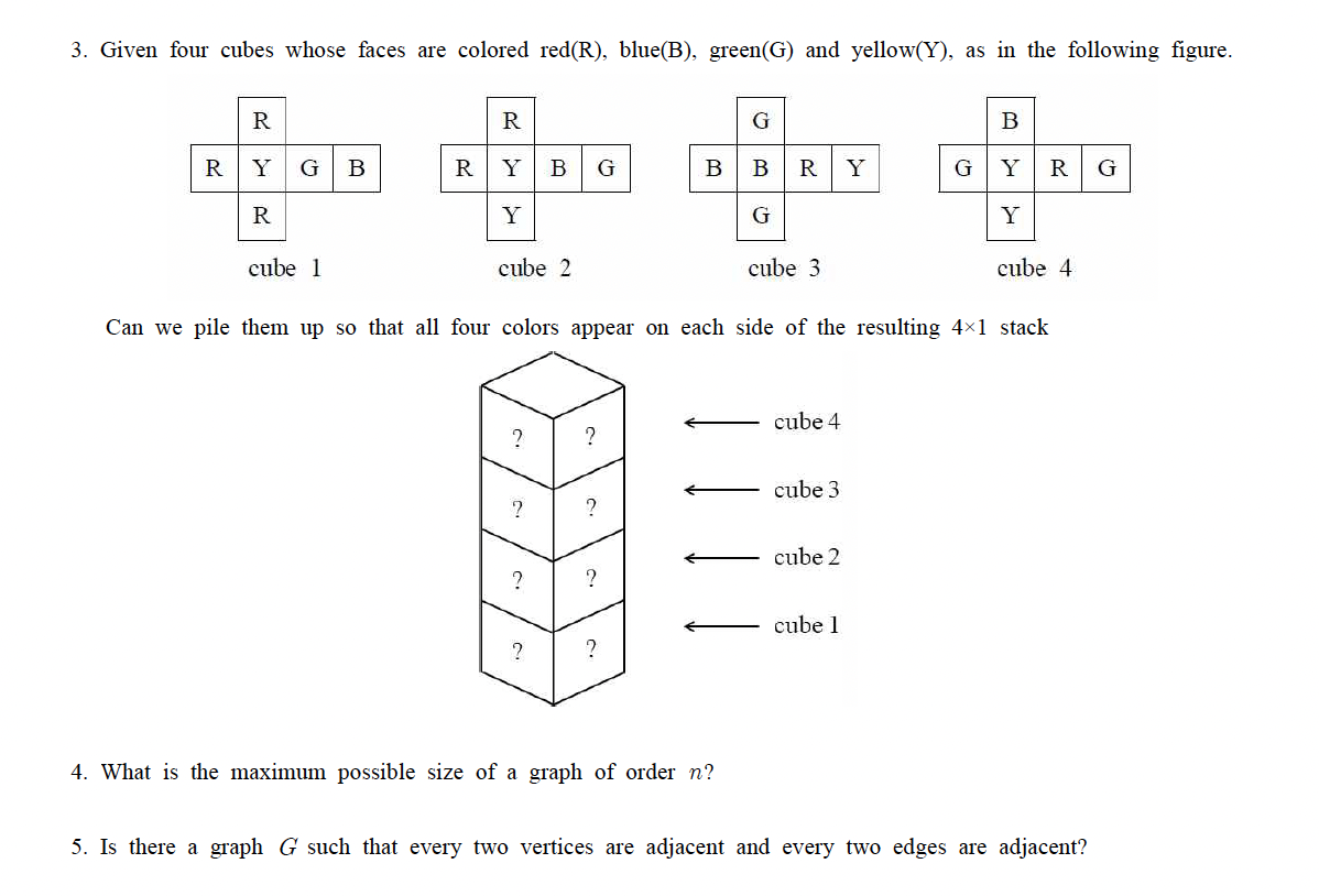 Solved Given four cubes whose faces are colored red(R), | Chegg.com