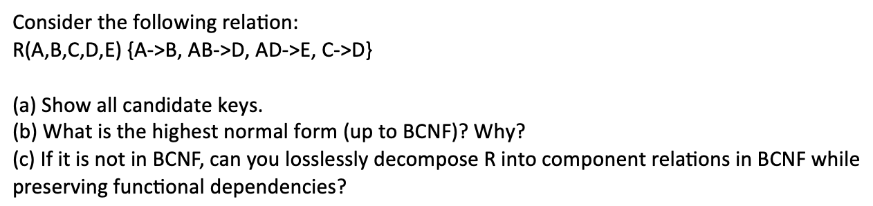 Solved Consider the following | Chegg.com