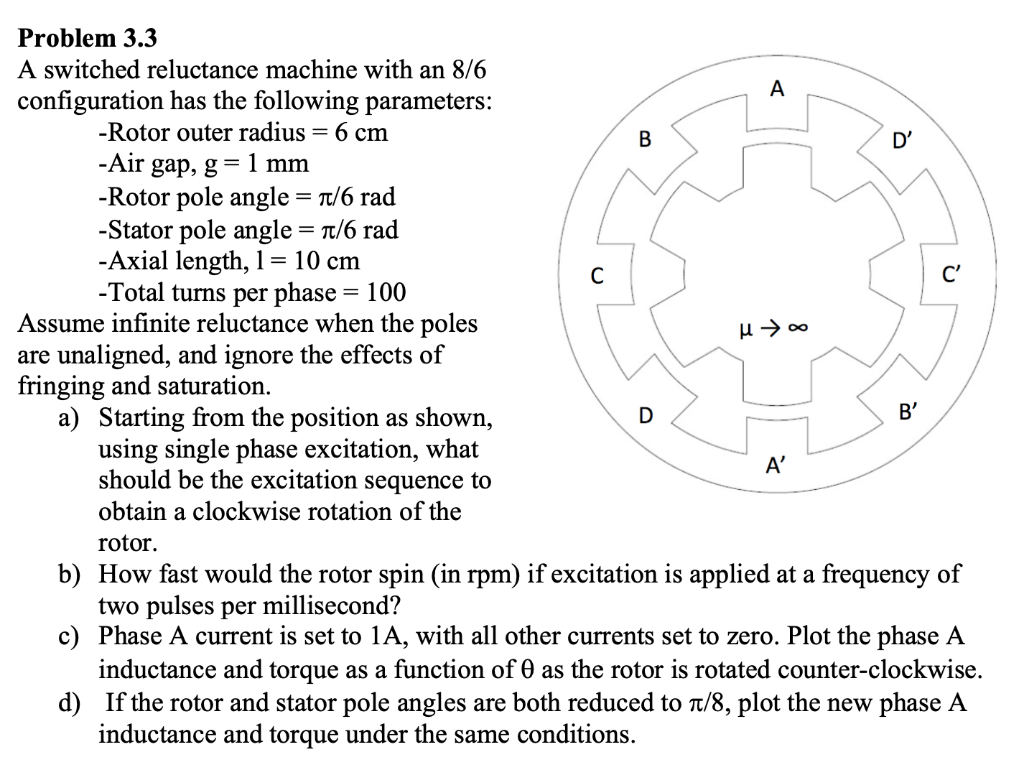 Problem 3.3 A switched reluctance machine with an 8/6 | Chegg.com