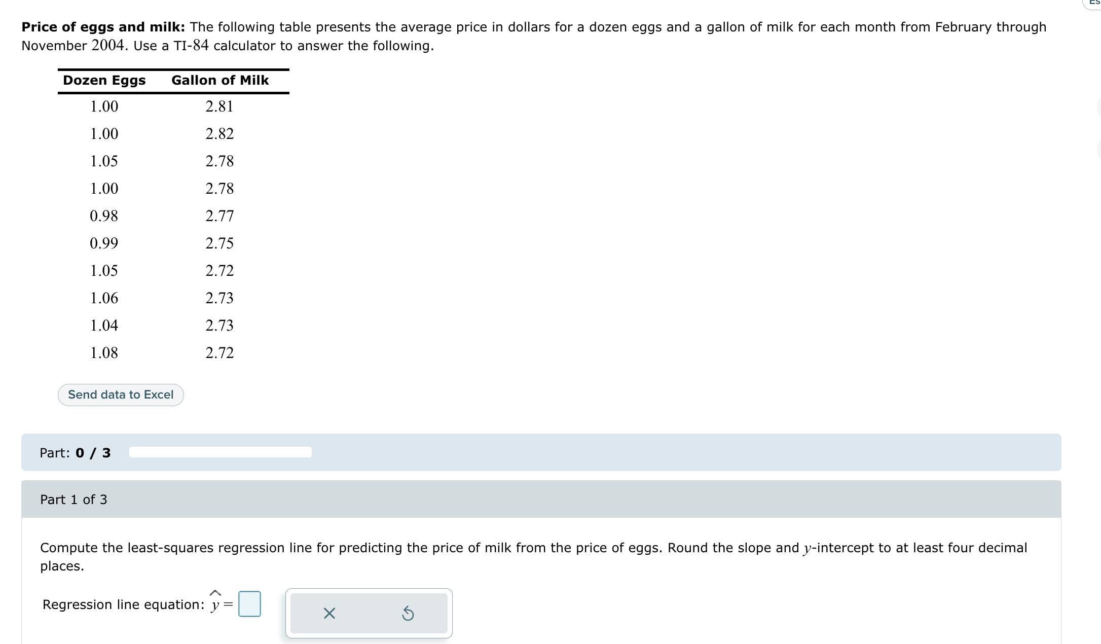 Solved Price of eggs and milk: The following table presents | Chegg.com