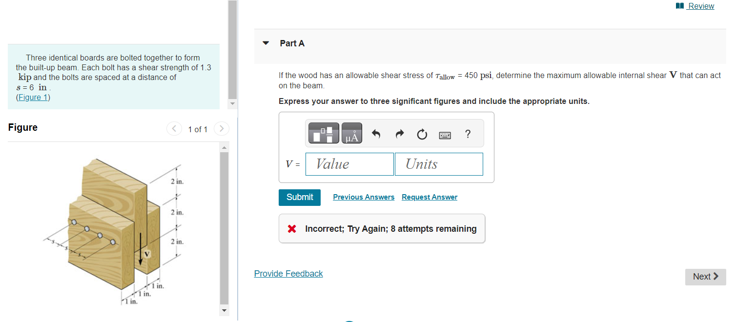 Solved Three identical boards are bolted together to form | Chegg.com