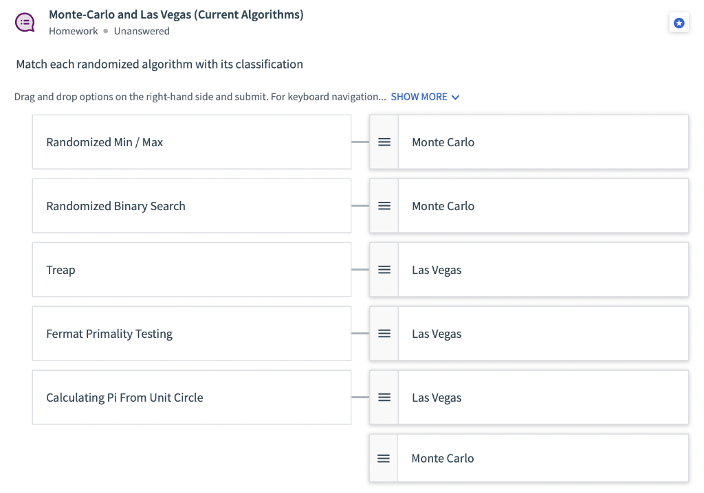 Solved = Monte-Carlo and Las Vegas (Prior Algorithms) | Chegg.com