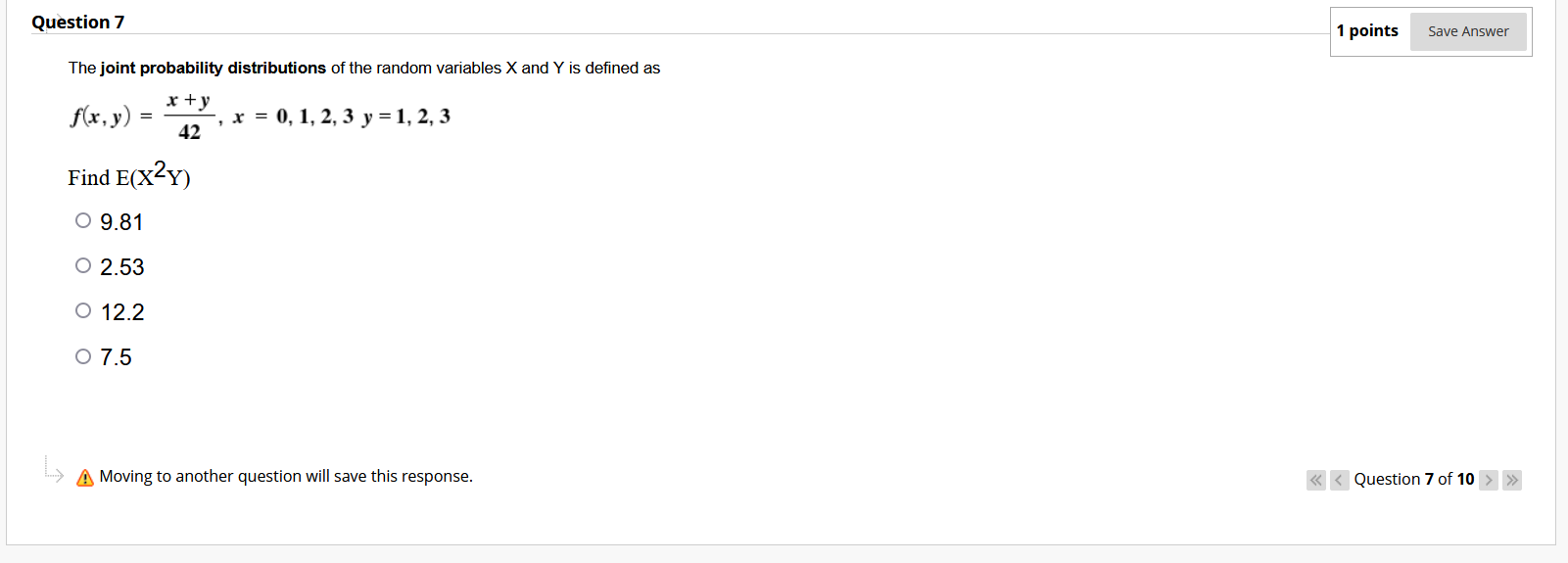 Solved The joint probability distributions of the random | Chegg.com