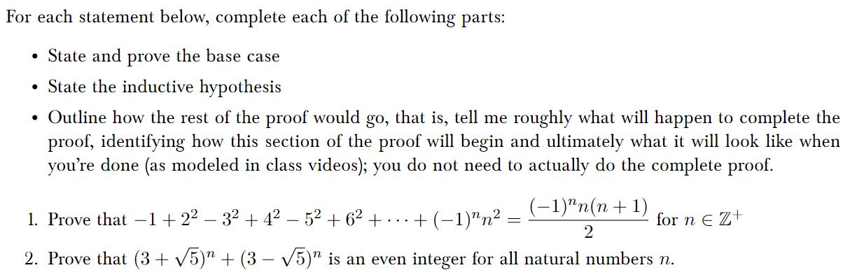 Solved For each statement below, complete each of the | Chegg.com