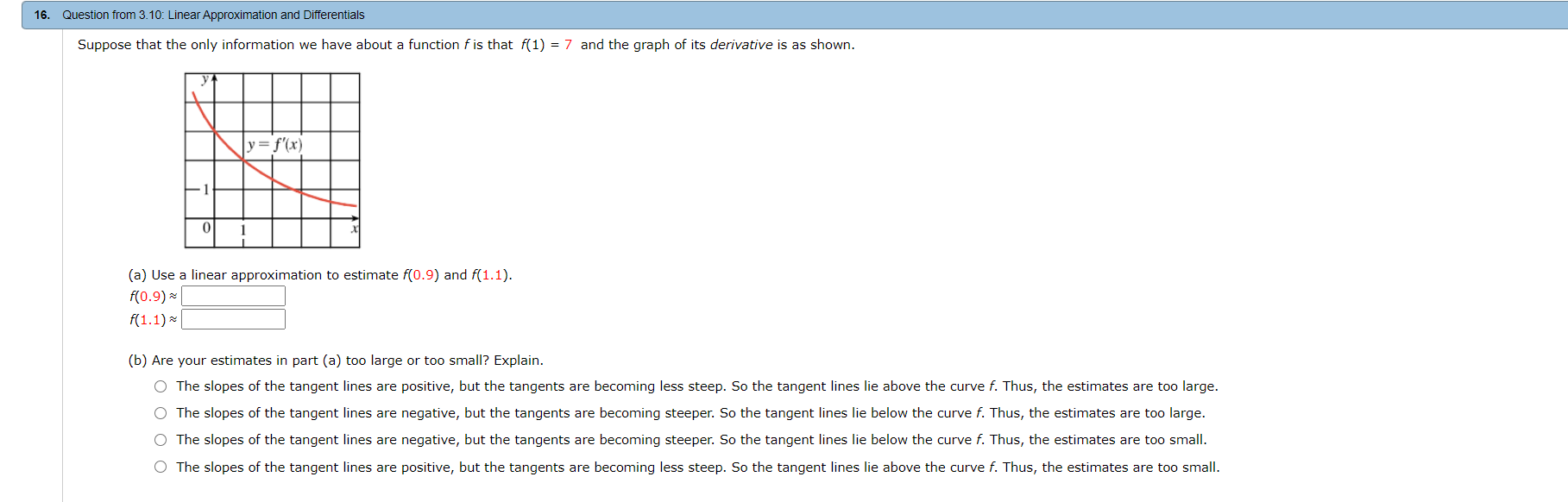 Solved 16 Question From 3 10 Linear Approximation And
