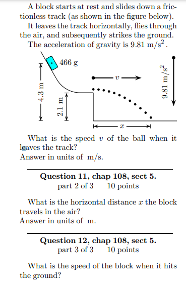 Solved A block starts at rest and slides down a fric- | Chegg.com