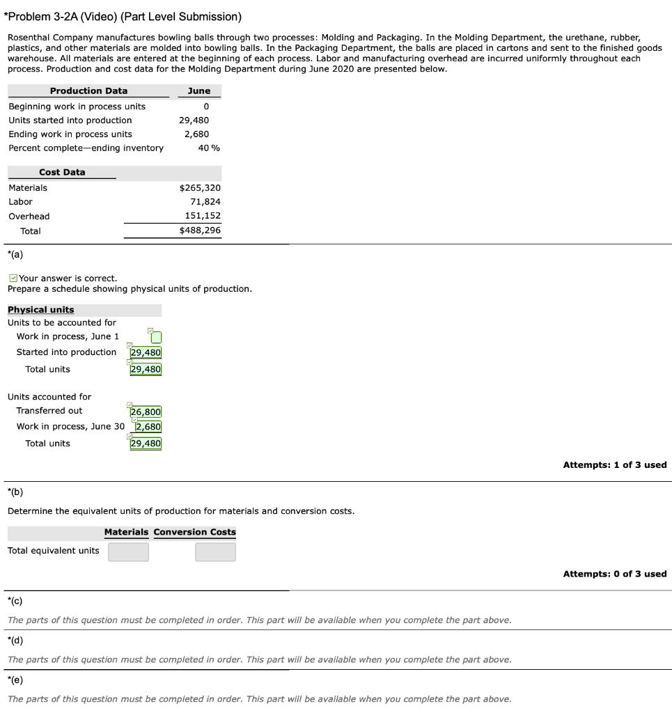 Solved *Problem 3-2A (Video) (Part Level Submission) | Chegg.com