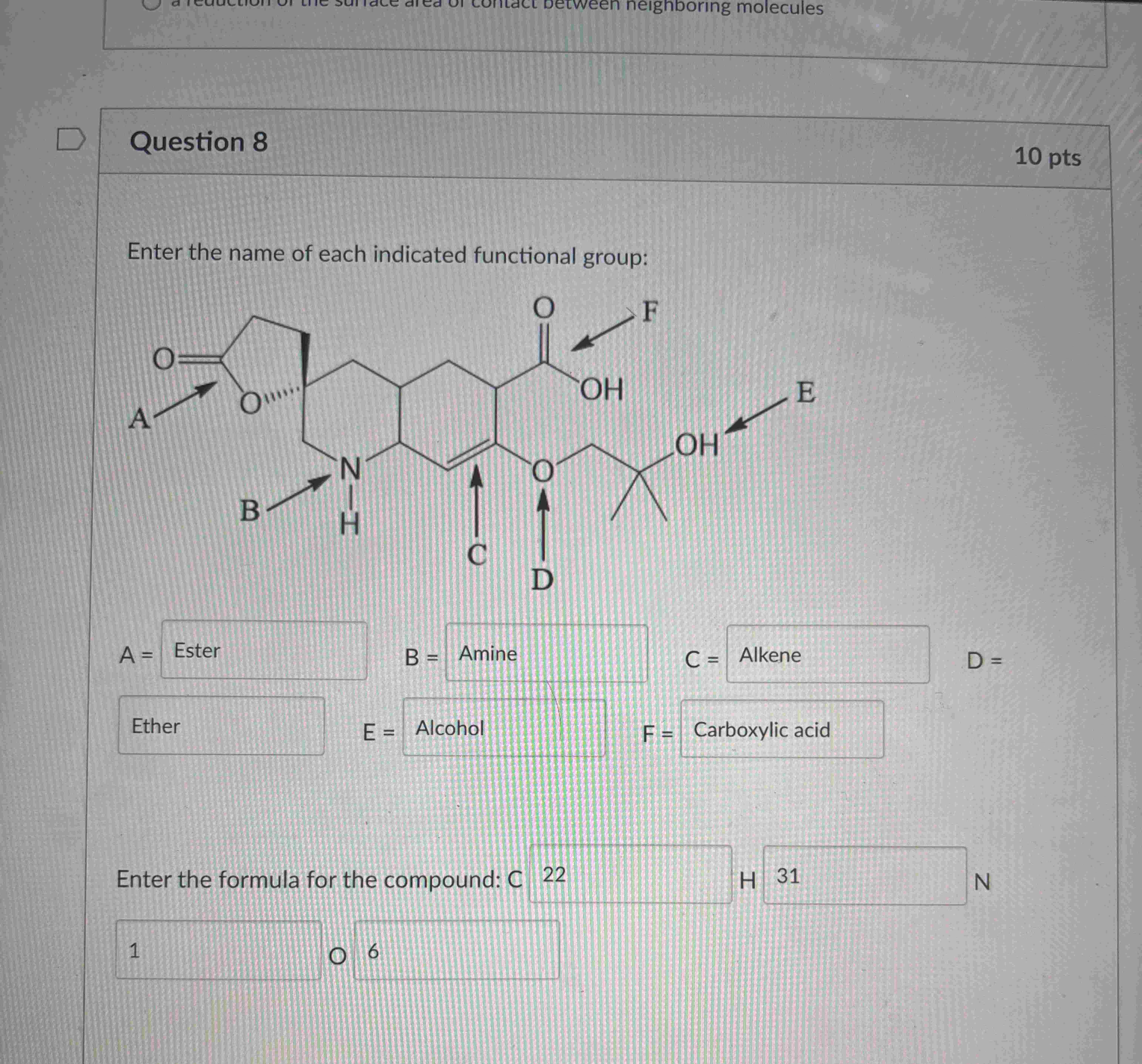 Solved Question 8Enter the name of ﻿each indicated | Chegg.com