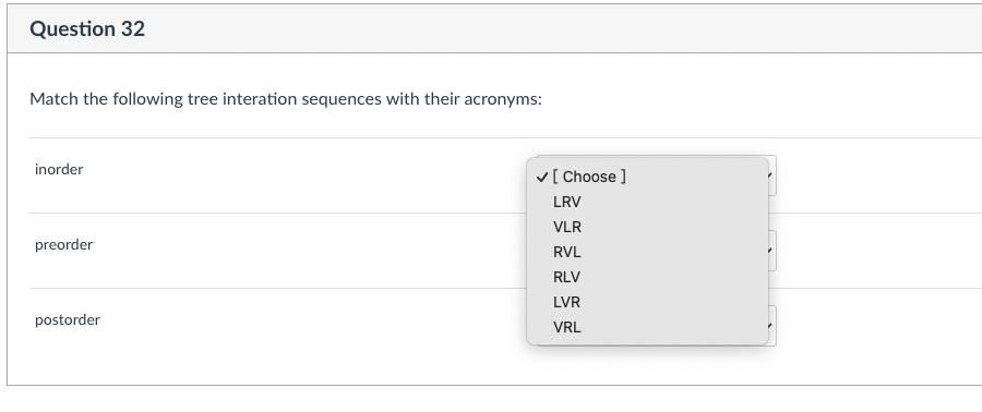 Solved Match the following tree interation sequences with | Chegg.com