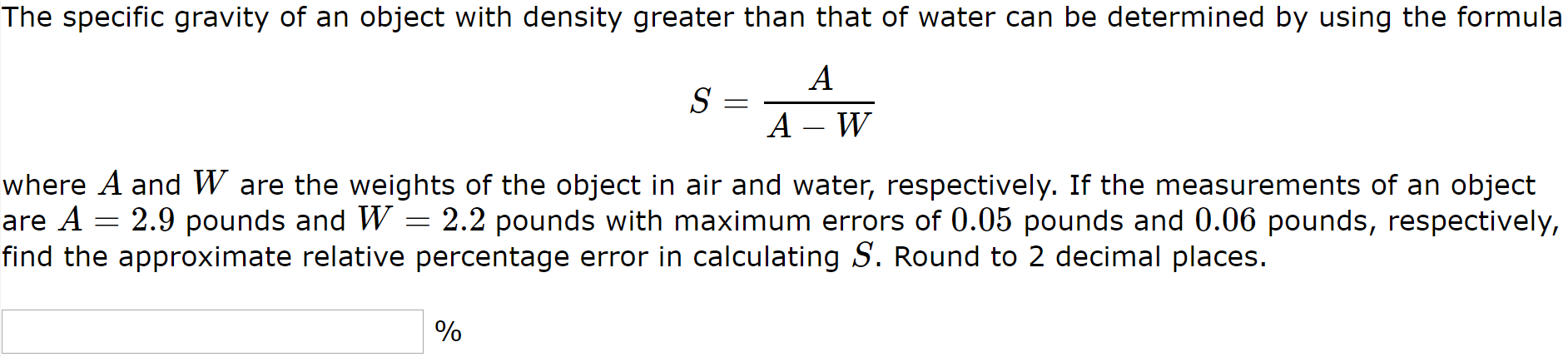 Solved The specific gravity of an object with density | Chegg.com