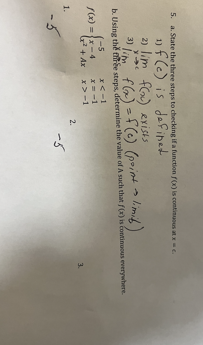 Solved a. ﻿State the three steps to checking if a function | Chegg.com