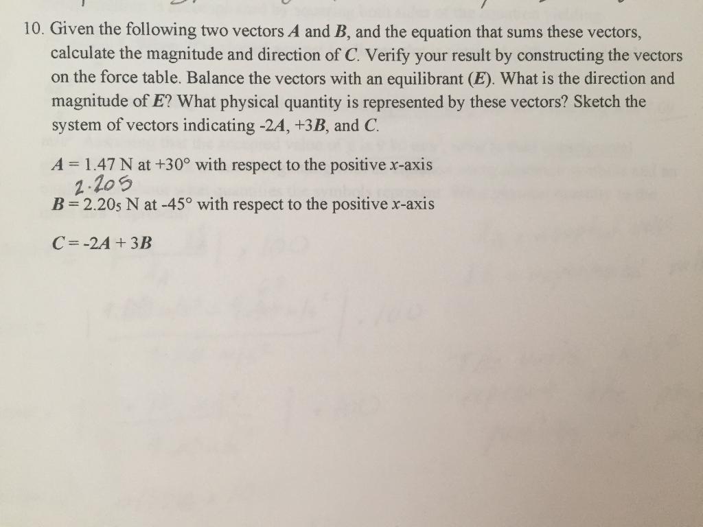 Solved 10. Given the following two vectors A and B, and the | Chegg.com