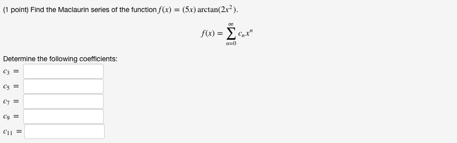 Solved (1 point) The functionf(x) In(5 - x) is represented | Chegg.com