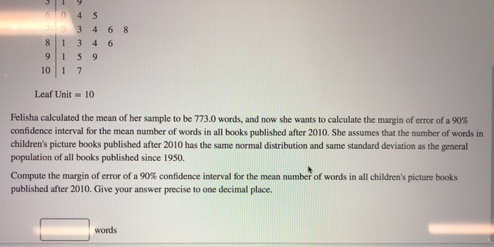 Solved 10 1 7 Leaf Unit 10 Felisha calculated the rnean of | Chegg.com