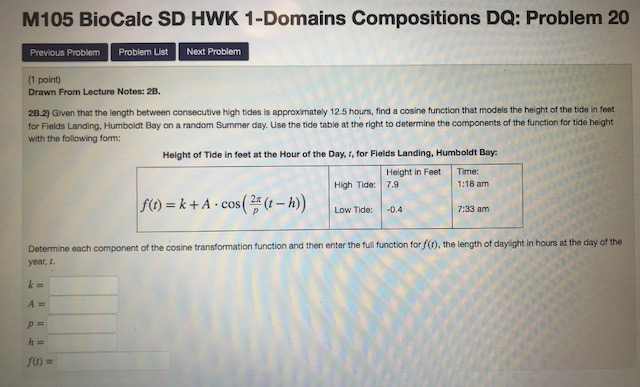 Solved M105 BioCalc SD HWK 1-Domains Compositions DQ: | Chegg.com