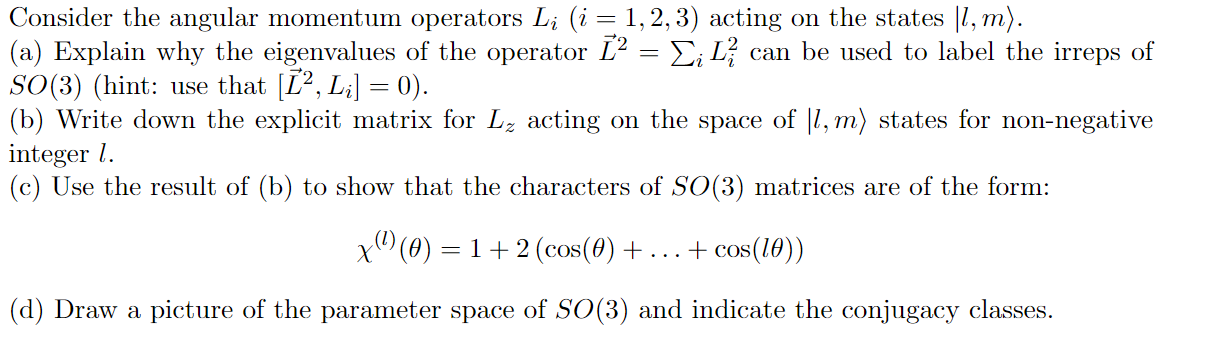 Solved Consider The Angular Momentum Operators Lii123 