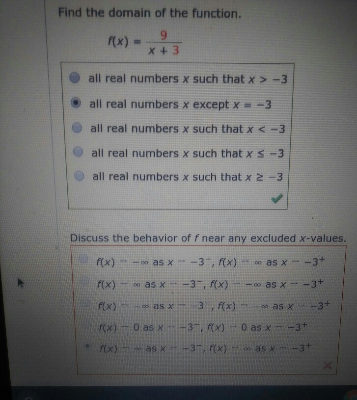Solved Find the domain of the function. f(x) = x + 3 all | Chegg.com