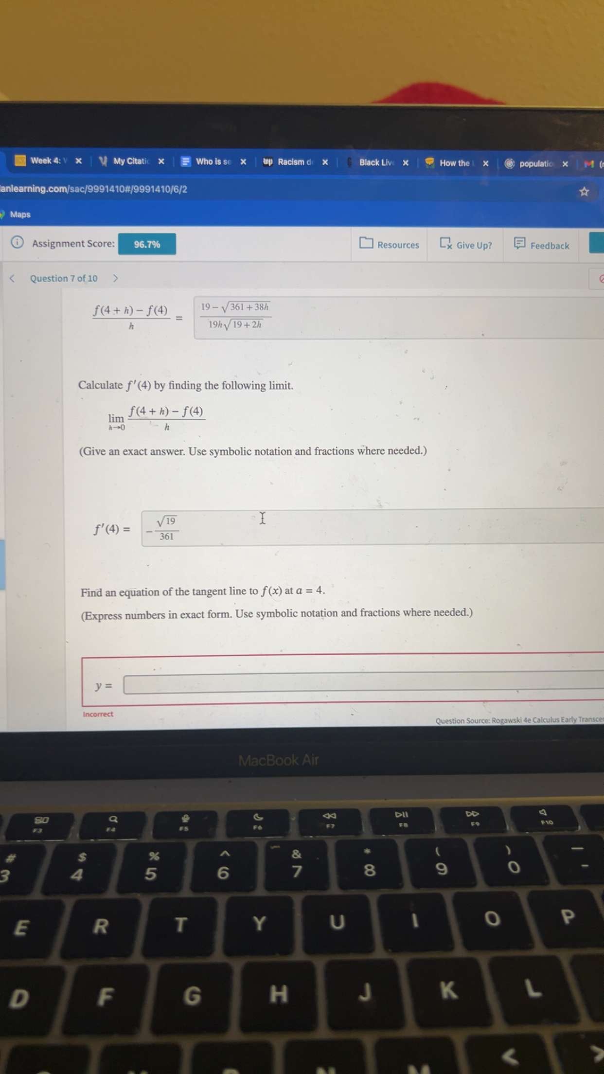 Solved f(4+h)-f(4)h=19-361+38h219h19+2h2Calculate f'(4) ﻿by | Chegg.com