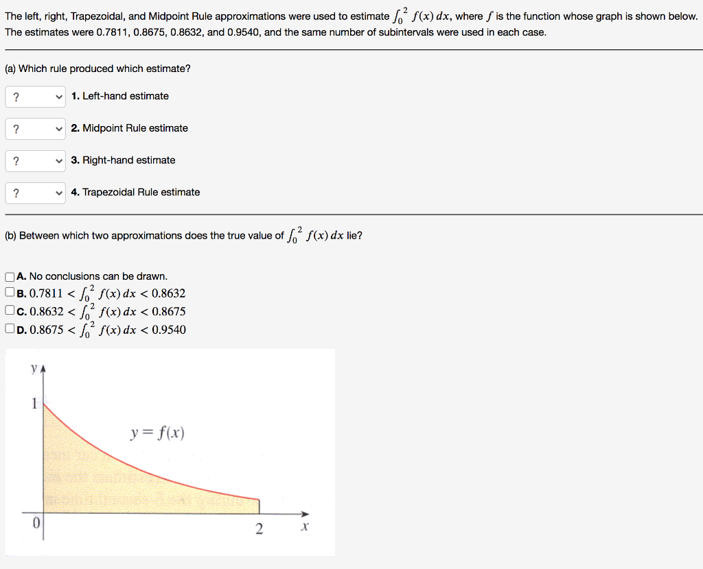 Solved The left, right, Trapezoidal, and Midpoint Rule | Chegg.com
