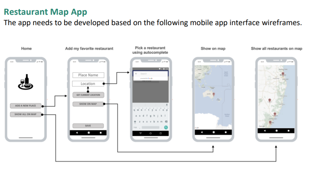 Restaurant Map App The app needs to be developed | Chegg.com
