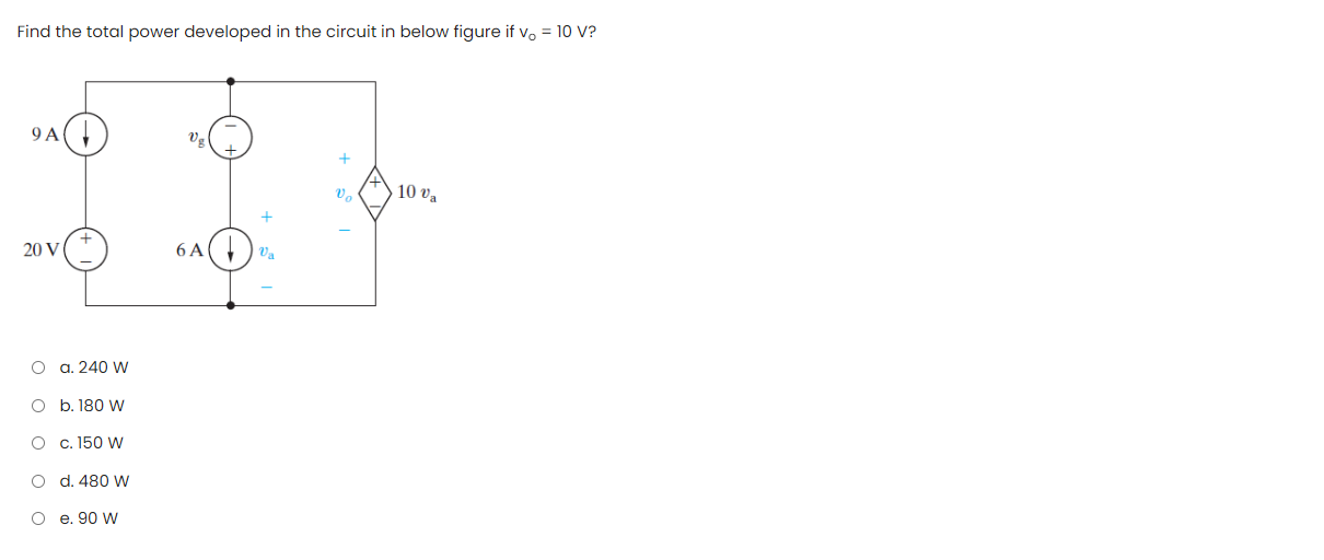 Solved Find the total power developed in the circuit in | Chegg.com