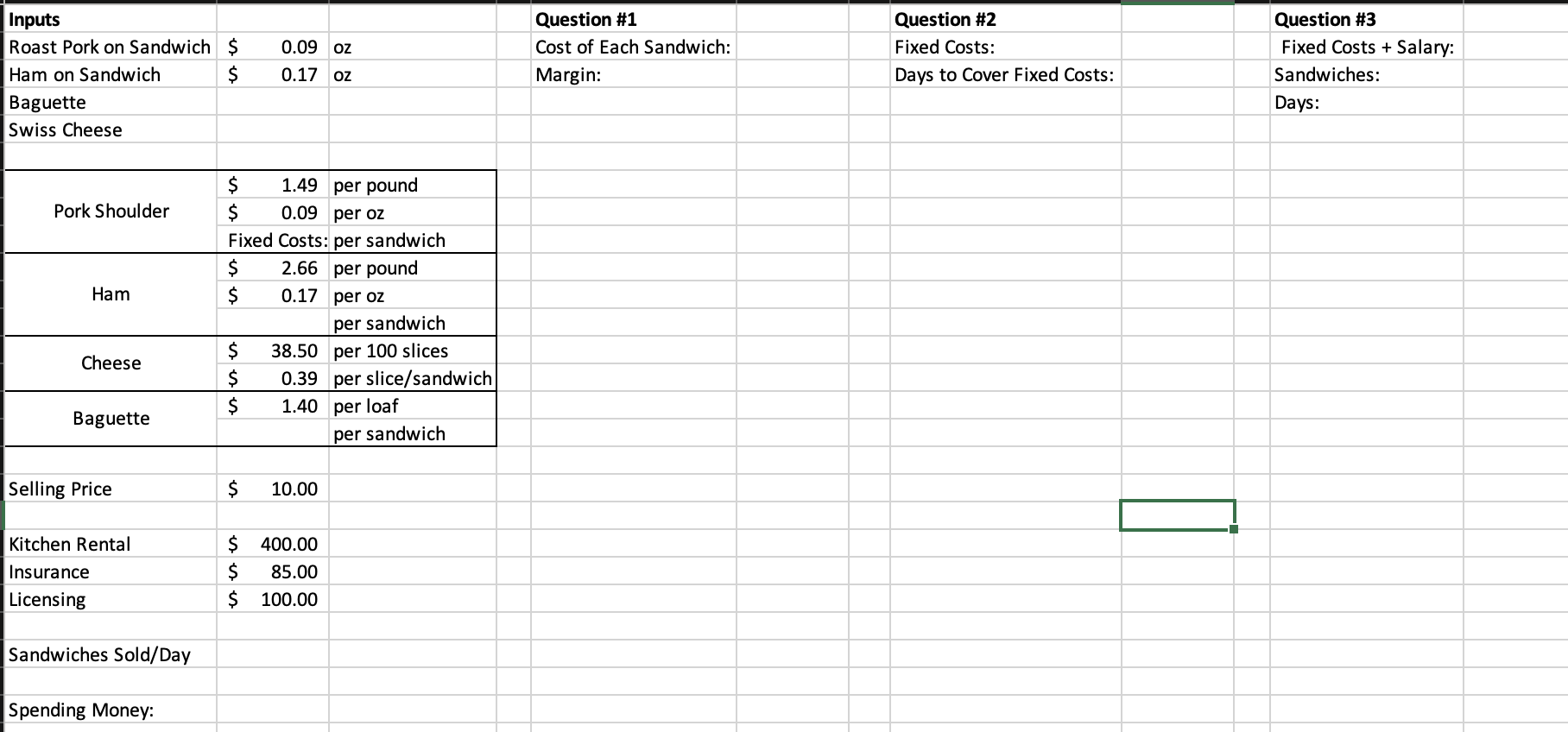 Solved \begin{tabular}{l|lr} \hline Selling Price & $ & | Chegg.com