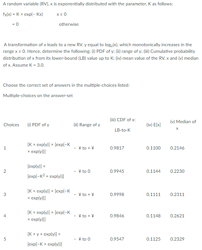 Solved A random variable (RV), x is exponentially | Chegg.com