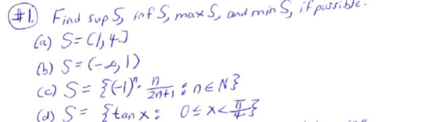 Solved (11.) Find sup S, inf S, max S, and min S, it | Chegg.com