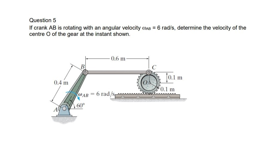 Solved Question 5 If crank AB is rotating with an angular | Chegg.com