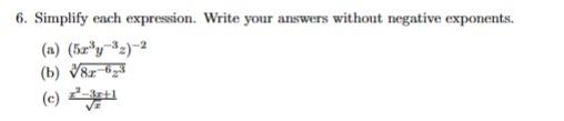 Solved 6. Simplify each expression. Write your answers | Chegg.com