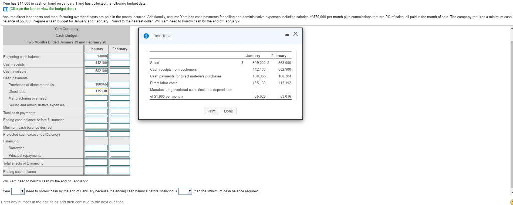 Solved Yem has $14,000 in cash on hand on January 1 and has | Chegg.com