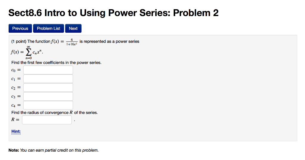 Solved Sect8.6 Intro to Using Power Series: Problem 4 | Chegg.com