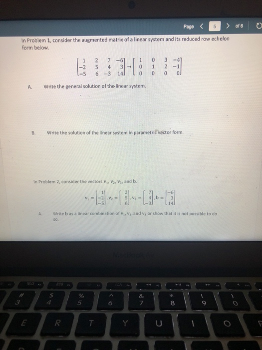 Solved >of 6 Page In Problem 1, consider the augmented | Chegg.com