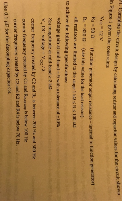 Solved l. Complete the circuit design by calculating | Chegg.com