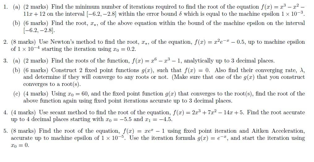 Solved 1. (a) (2 marks) Find the minimum number of | Chegg.com