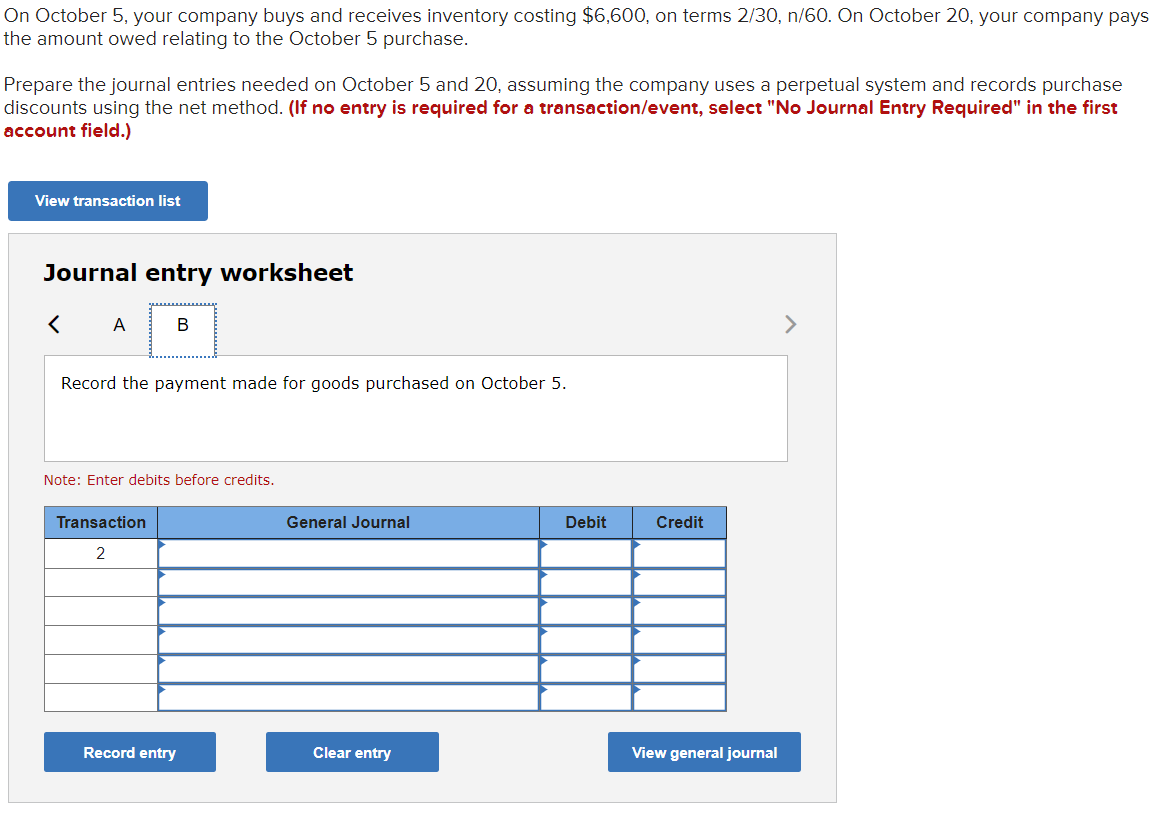 Solved On October 5 , your company buys and receives | Chegg.com