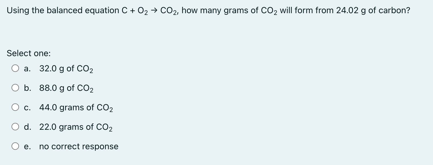 Solved Using the balanced equation C+O2→CO2, how many grams | Chegg.com