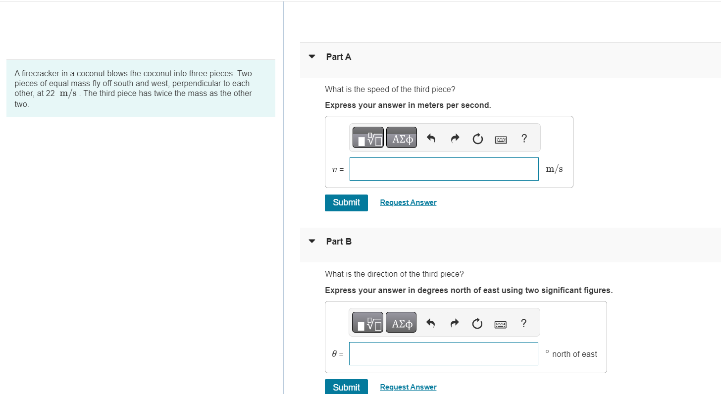 Solved A firecracker in a coconut blows the coconut into | Chegg.com