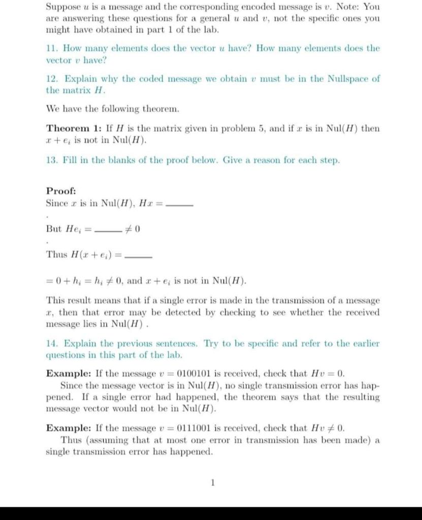 Solved Suppose u is a message and the corresponding encoded | Chegg.com