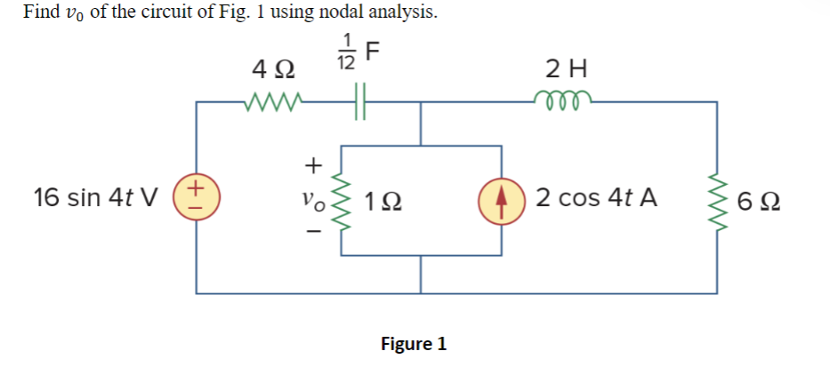 Solved Find v0 of the circuit of Fig. 1 using nodal | Chegg.com