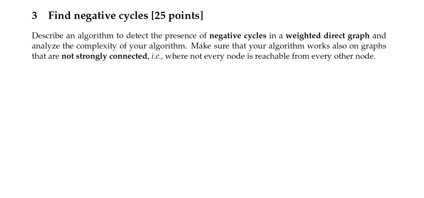Solved 3 Find negative cycles [25 points) Describe an | Chegg.com