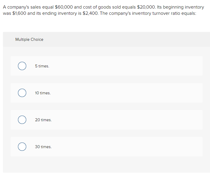 Solved A company's sales equal $60,000 ﻿and cost of goods | Chegg.com
