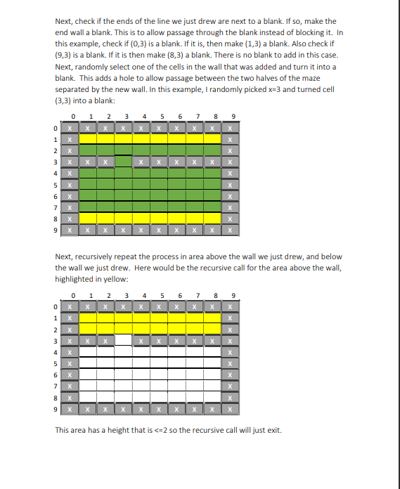 3) Recursive Maze Generation - 20 pts Implement the | Chegg.com