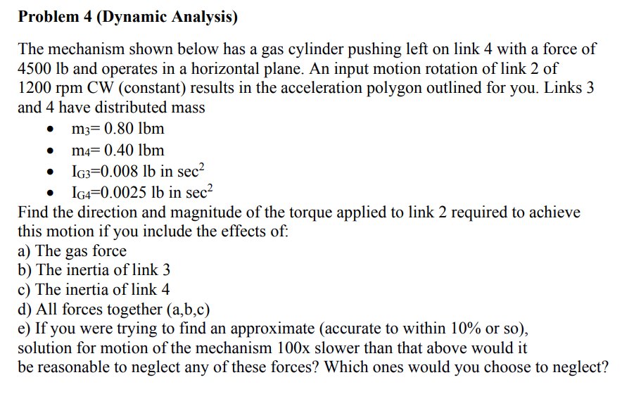 Problem 4 (Dynamic Analysis) The mechanism shown | Chegg.com