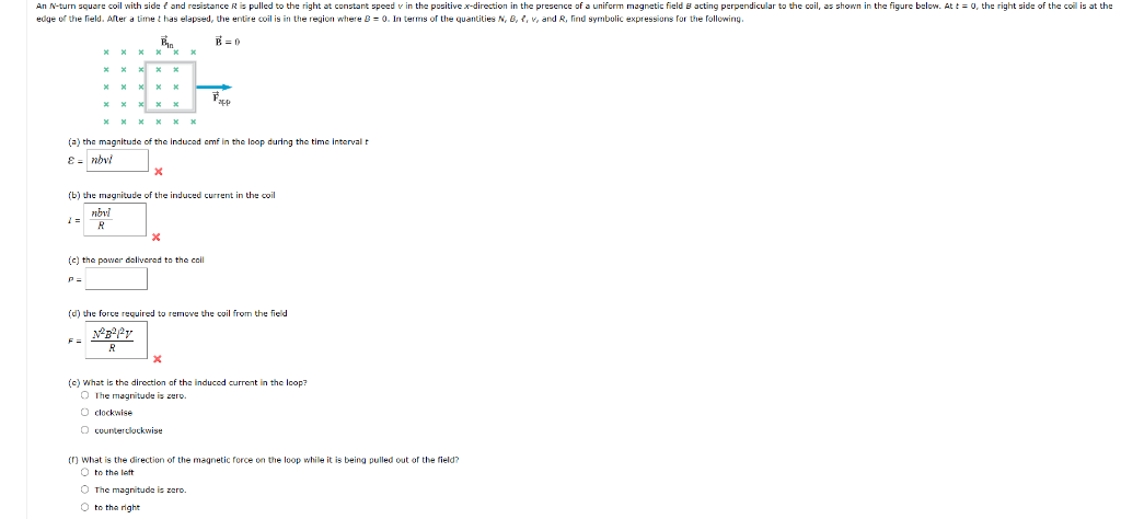 Solved An N-turn square coil with sideand resistance | Chegg.com