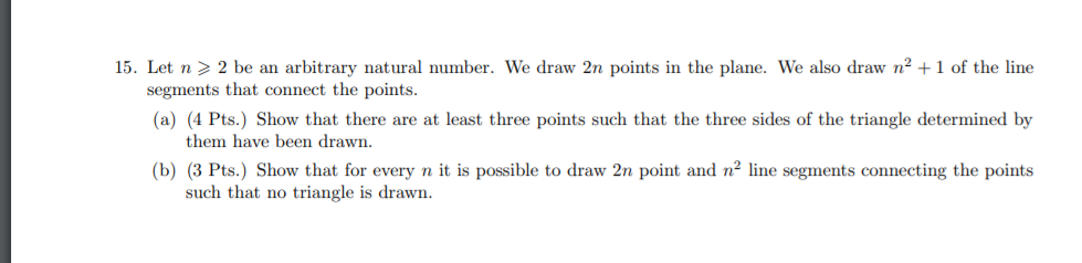 Solved 15. Let n > 2 be an arbitrary natural number. We draw | Chegg.com